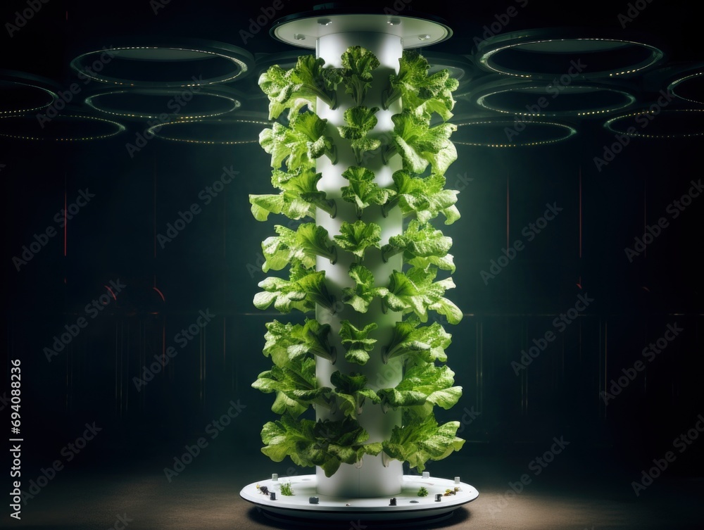 Modern vertical vegetable hydroponic system tower farm with many layers ...