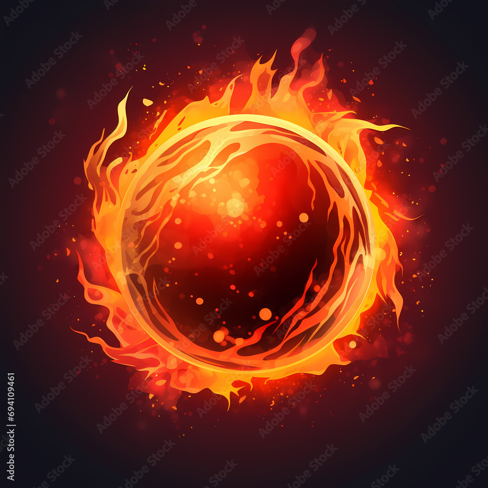 Generative AI, An icon for a fireball magic skill usable in a game ...