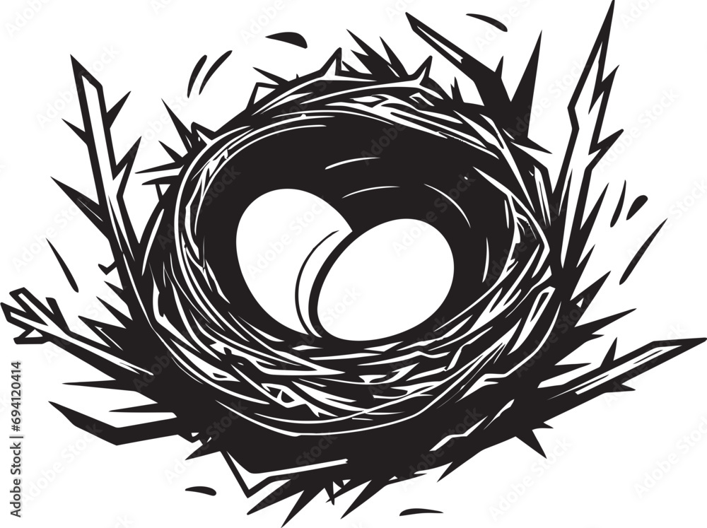 NestHaven Precision Bird Nest Vector Logo AviCraft Sleek Vector Bird ...