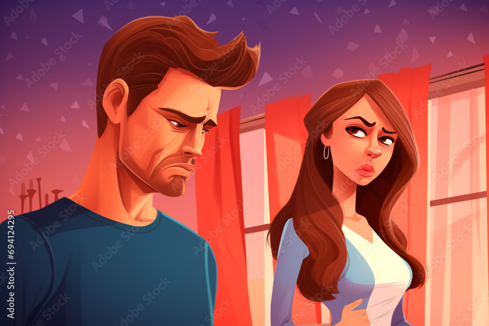 Couple in a room addressing relationship challenges, navigating ...