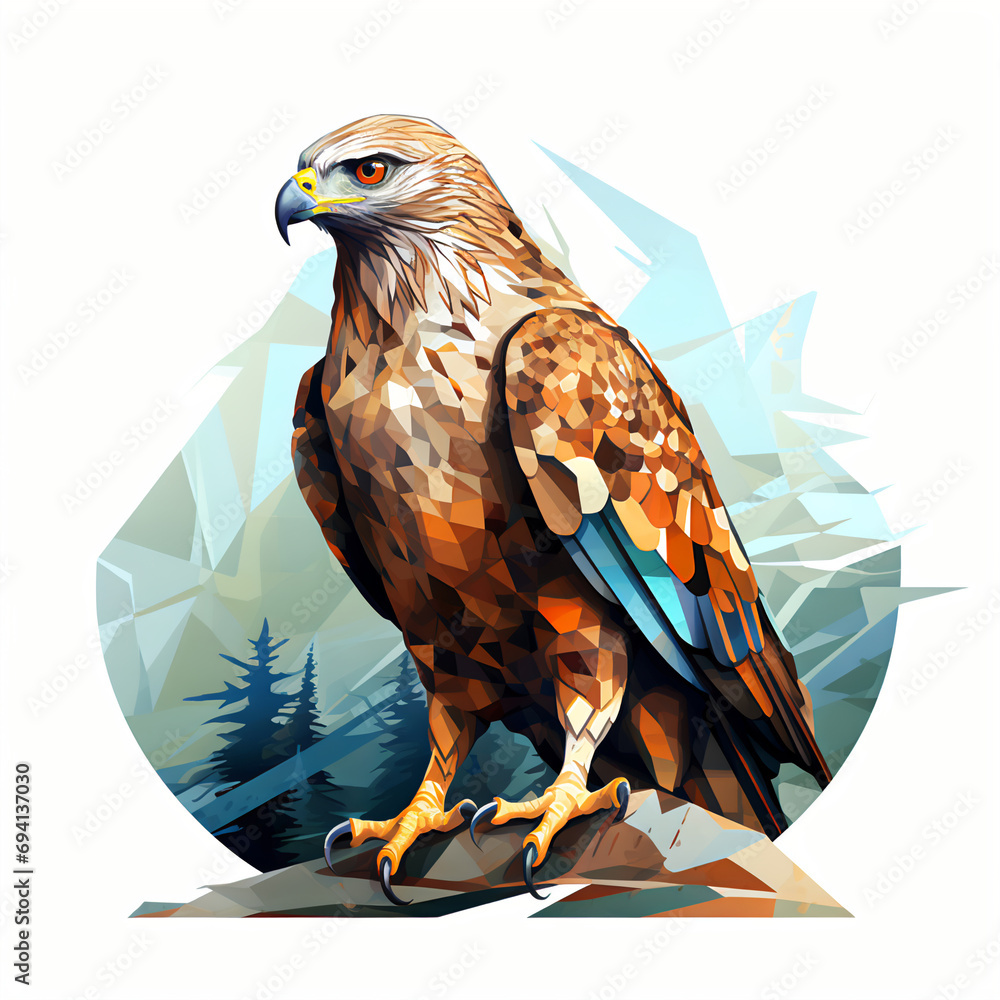 Hawk Illustration in Flat Color Palette: A Display of Speed, Precision ...