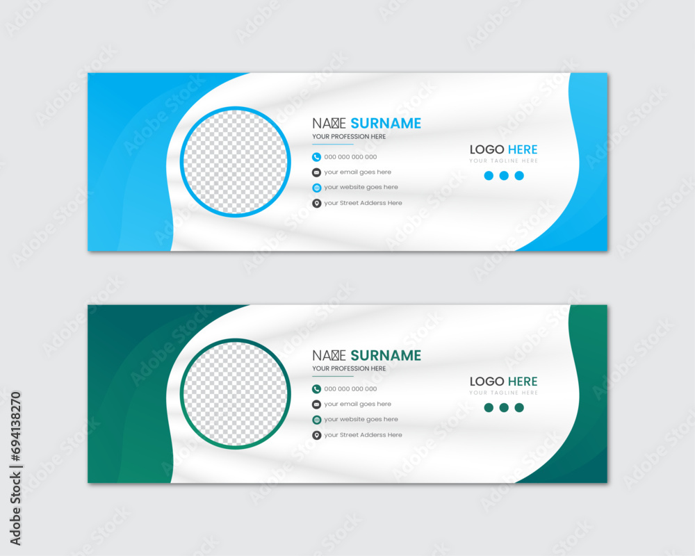 Corporate Email signature template or email footer and personal social ...