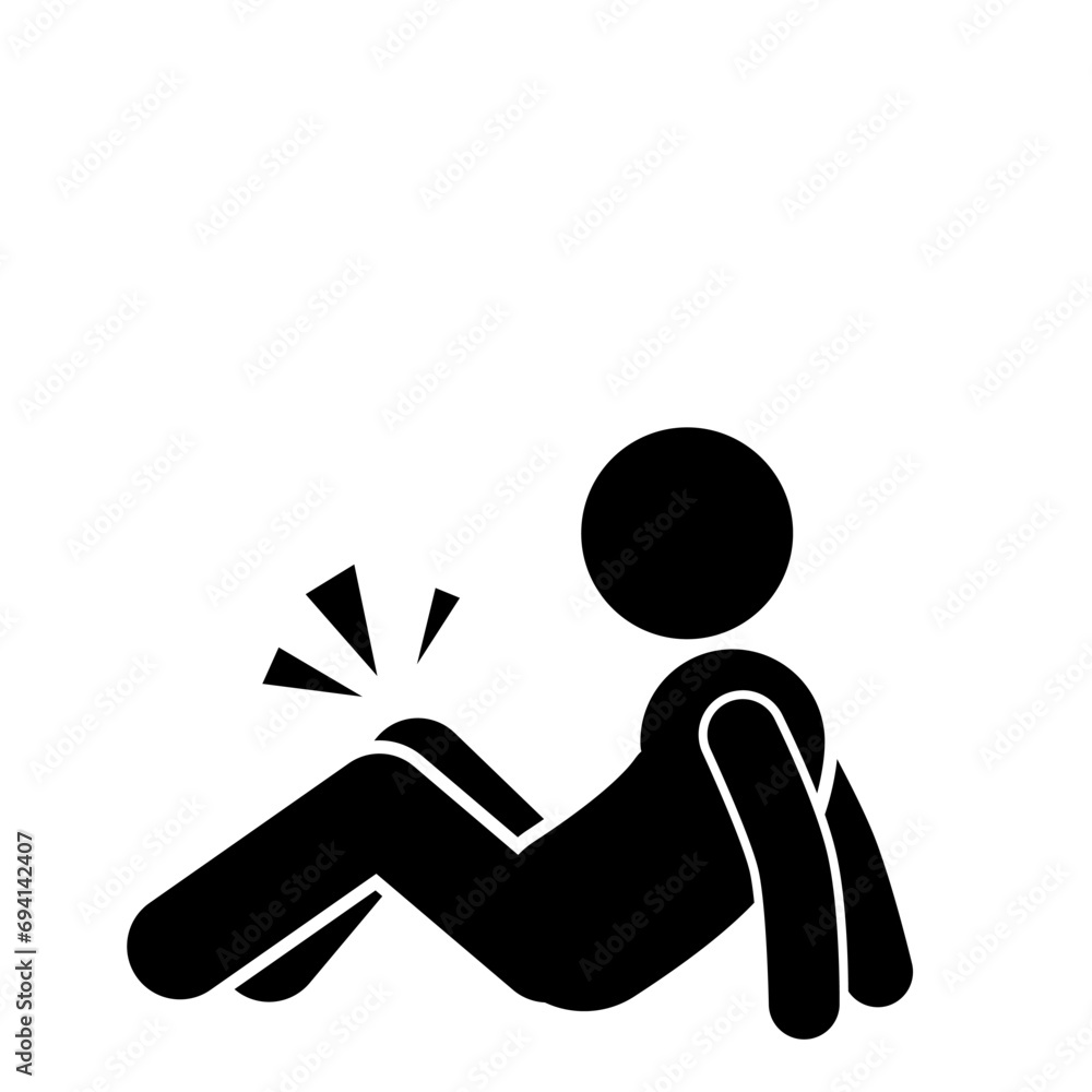 STICKMAN VECTOR ILLUSTRATION, PICTOGRAM, STICK FIGURE FOOT INJURY, ACL ...