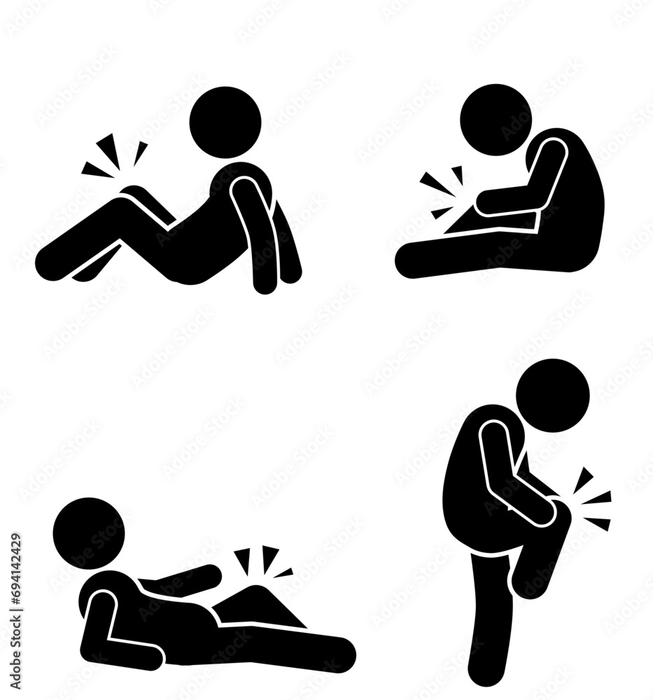 STICKMAN VECTOR ILLUSTRATION, PICTOGRAM, STICK FIGURE FOOT INJURY, ACL ...