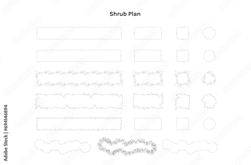 set of shrub tree top view for landscape plan and architecture element ...