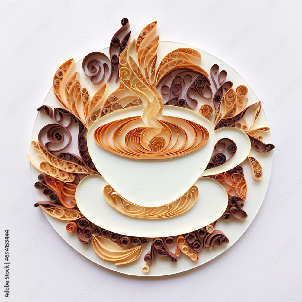 Quilled Coffee Illustration: A Unique Blend of Textures, Coiling, and ...