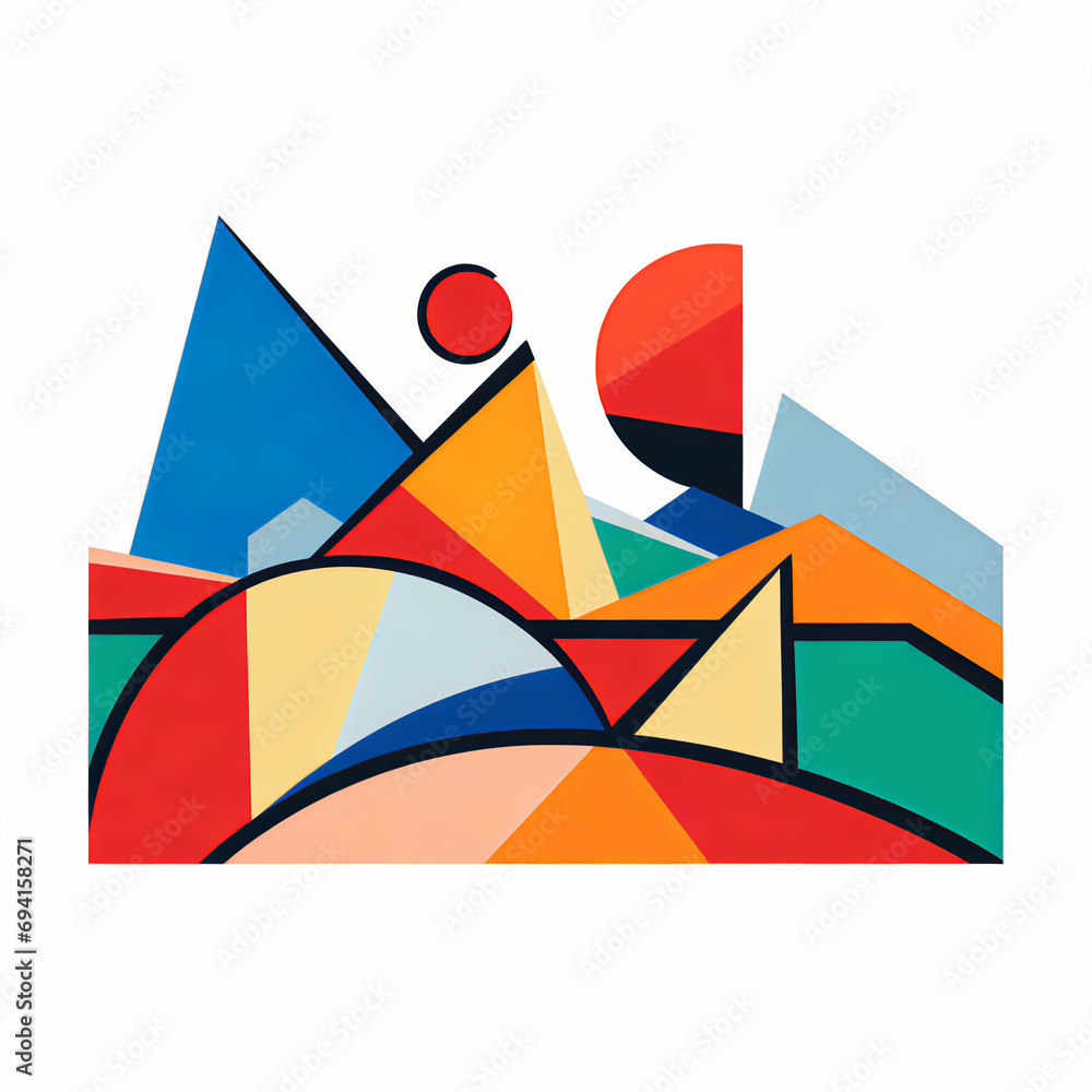 Cubist Landscape Logo Inspired by Picasso with Bold Angular Lines and ...