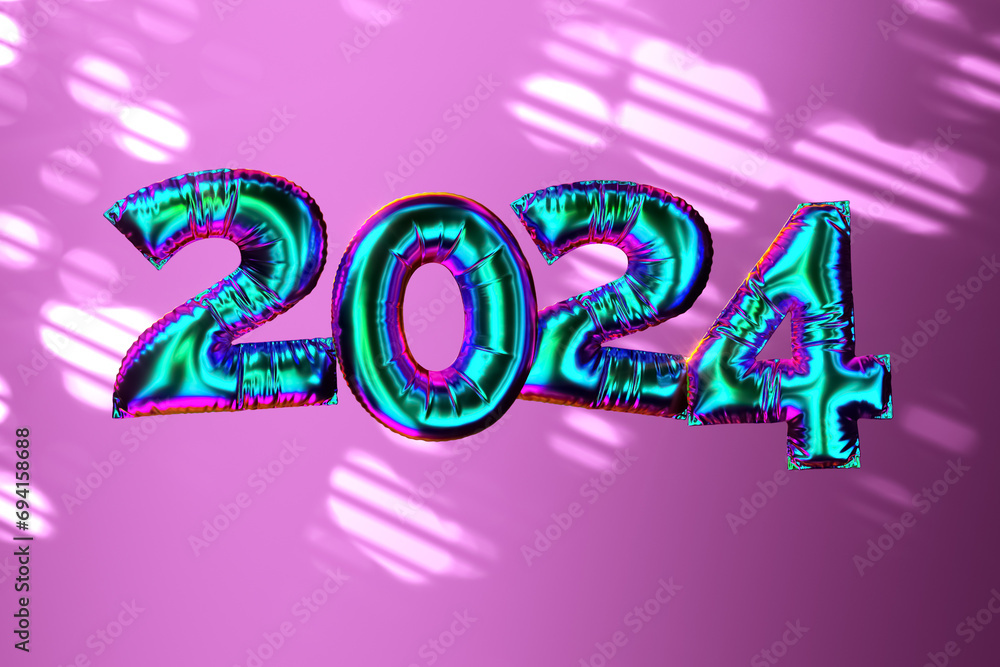 2024 3d inflated letters helium balloons, celebrating new year Stock ...