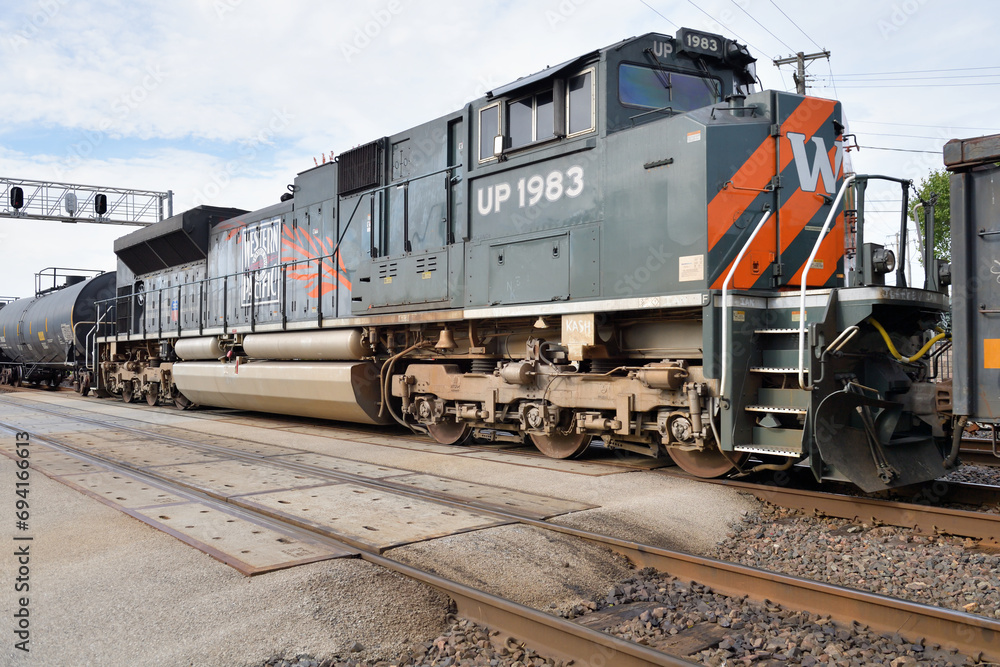 A Union Pacific Railroad heritage locomotive in Western Pacific ...