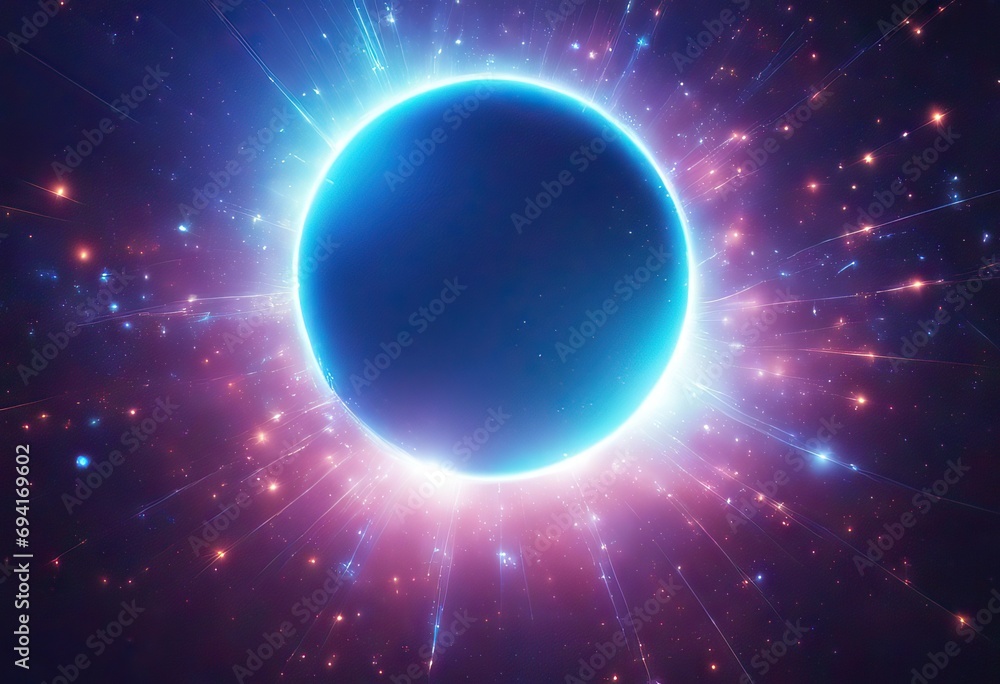 Beautiful Blue Circle Light with Lens Flare on Particles Background ...