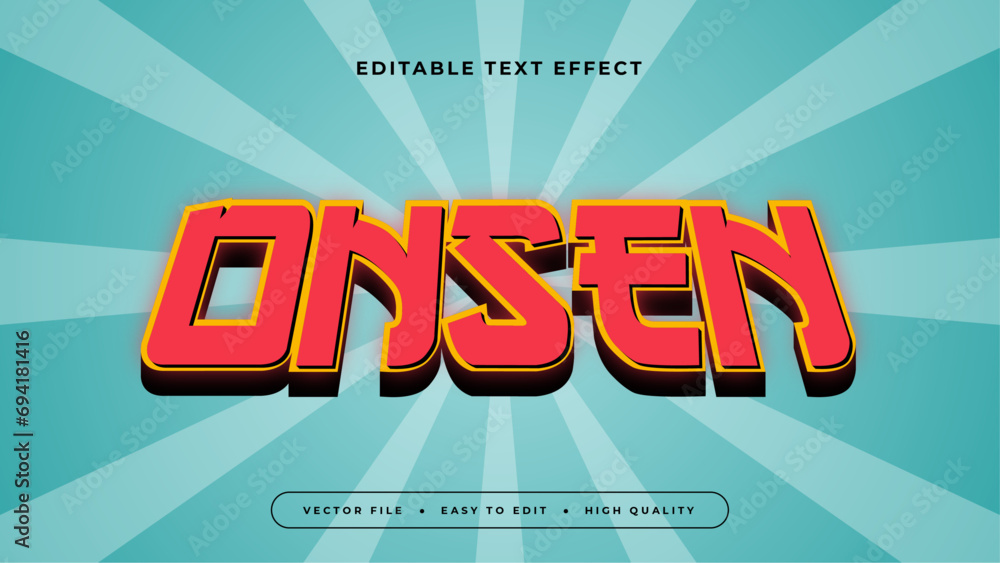 Red and green onsen 3d editable text effect - font style. Japan ...