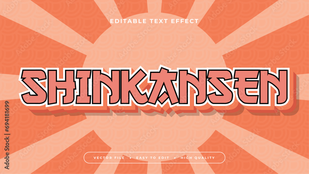 Peach white and orange shinkansen 3d editable text effect - font style ...