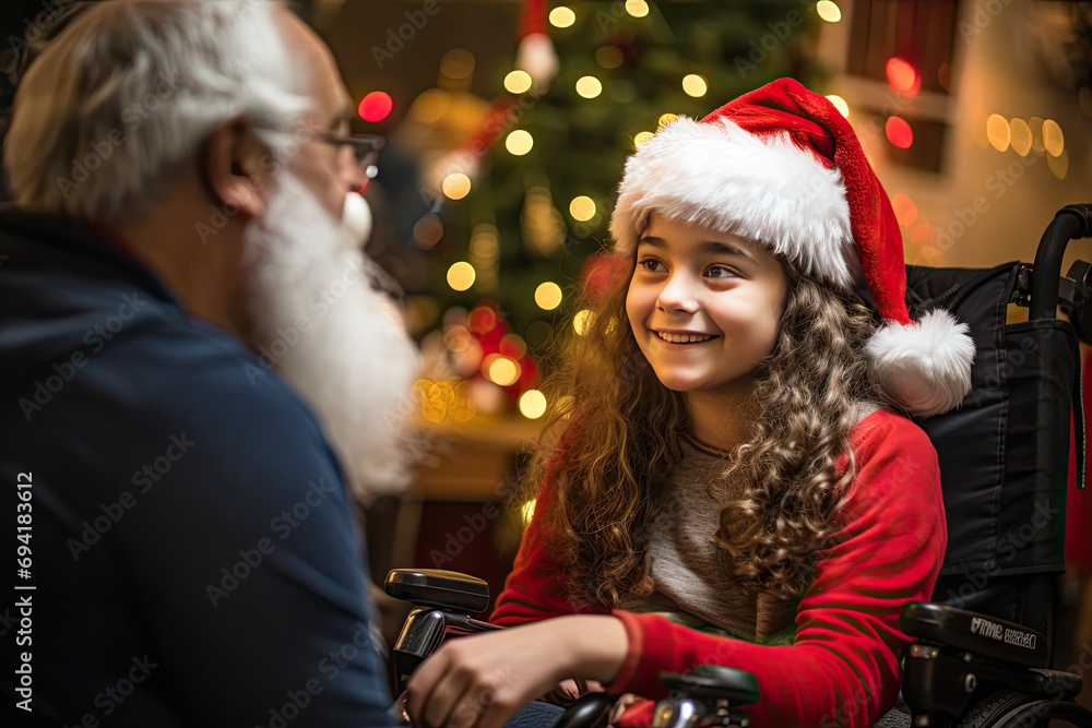 Illustrazione Stock Physically disabled child on a wheelchair, with ...
