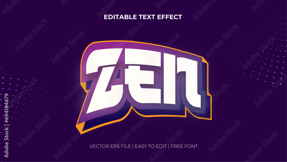 Zen orange white and purple violet 3d editable text effect - font style. Japan japanese text ...