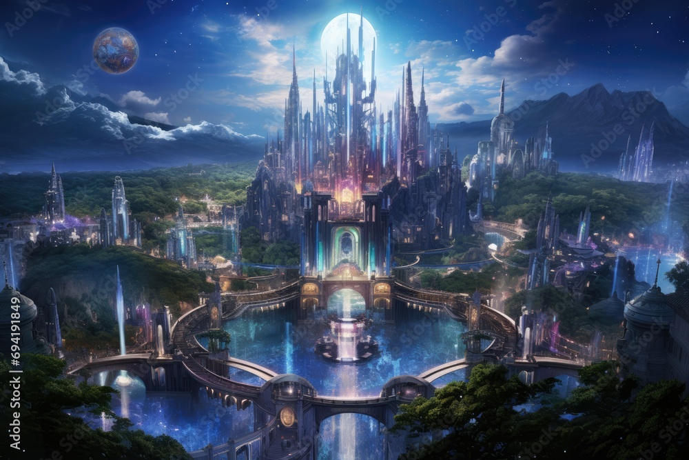 Sci-fi style future castles and cities, future cities full of ...