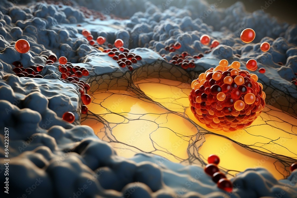 Visual representation of cholesterol and molecule structures on fat ...