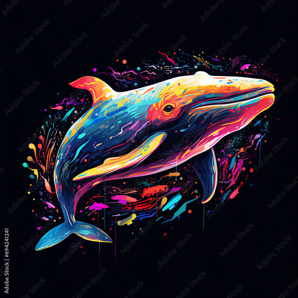 Graffiti Art Style Whale Illustration: A Complex Layered Display of ...