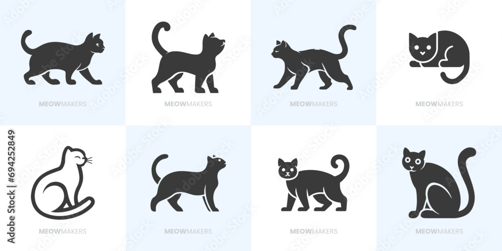 Moderne minimalistische Katzen-Logos | Vektor Grafik Bündel für ...