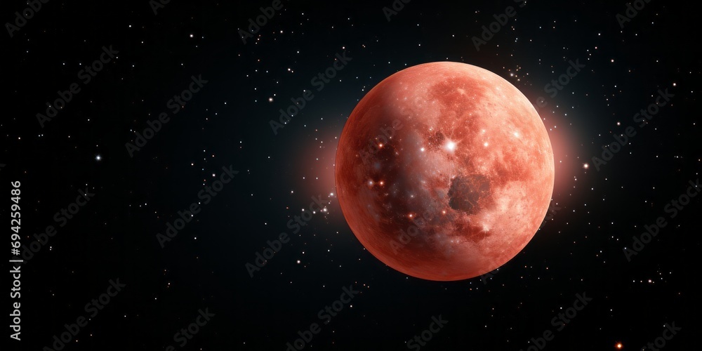 Bloody Red moon in the galaxy background. Science and Planet concept ...