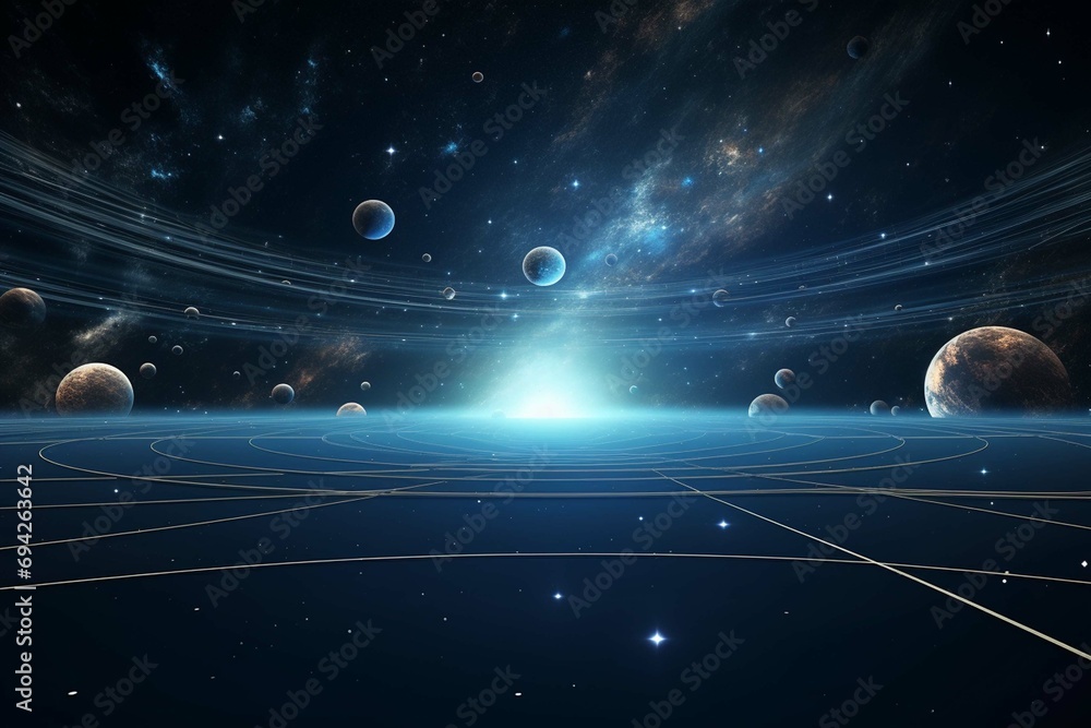 360 degree equirectangular projection space background with nebula and ...