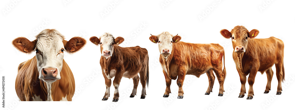 Foto de Collection of cow's brown and white portraits from different ...