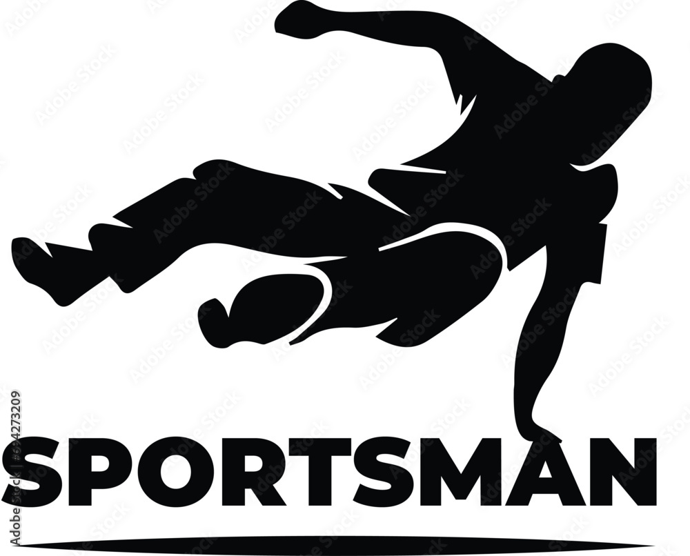 silhouette of a person jumping logo design, Silhouette Design jumping man logo, abstract ...