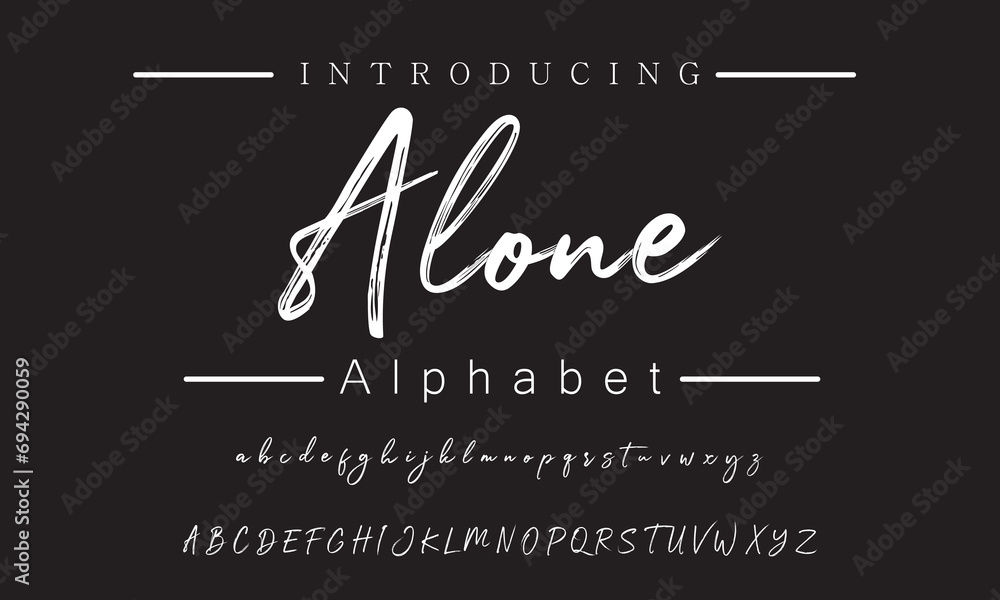 Vecteur Stock Alone Lettering font isolated on black background ...