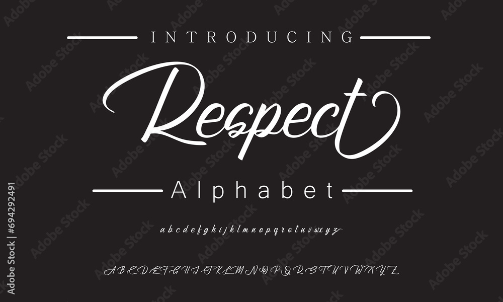 Vecteur Stock Respect Lettering font isolated on black background ...