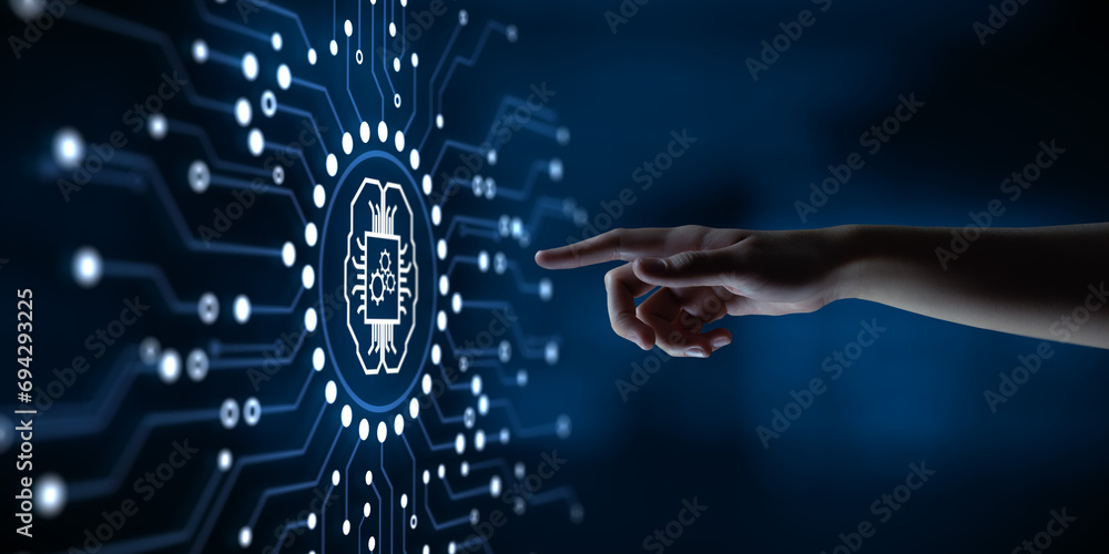 AI Artificial intelligence machine deep learning neural network cyber brain modern technology ...