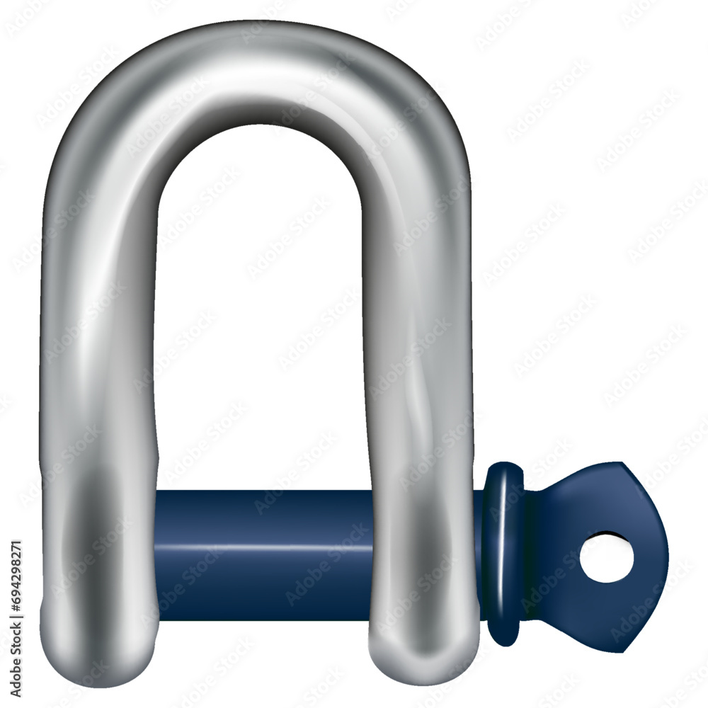 Shaped lifting shackle. That metal or steel with locking pin. Accessory ...