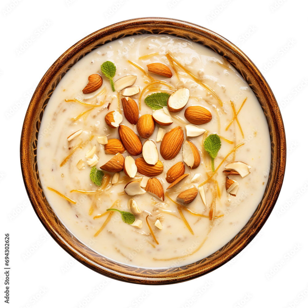 Khir or kheer Sheer Khurma Seviyan consumed isolated on transparent ...