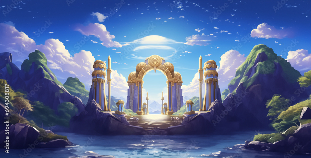 blue sky and sea, castle background on mountain, castle on mountain ...