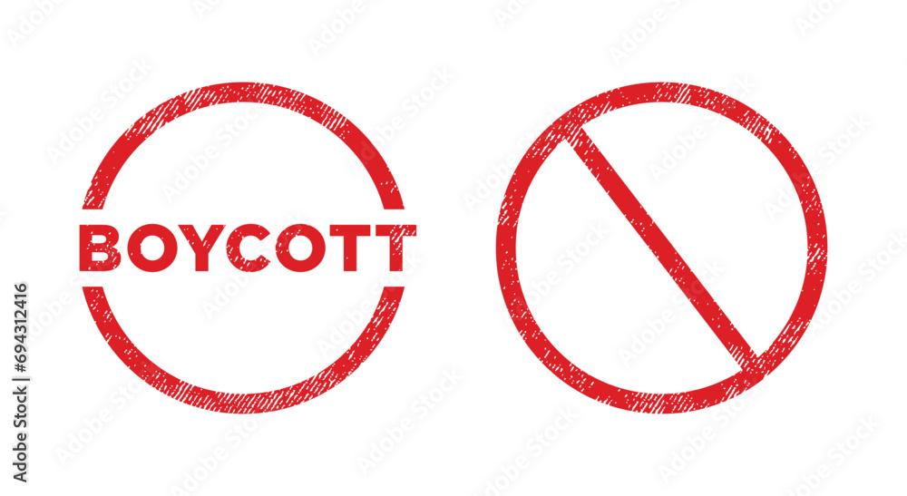 Set of circle boycott red stamp icon vector illustration in transparent ...