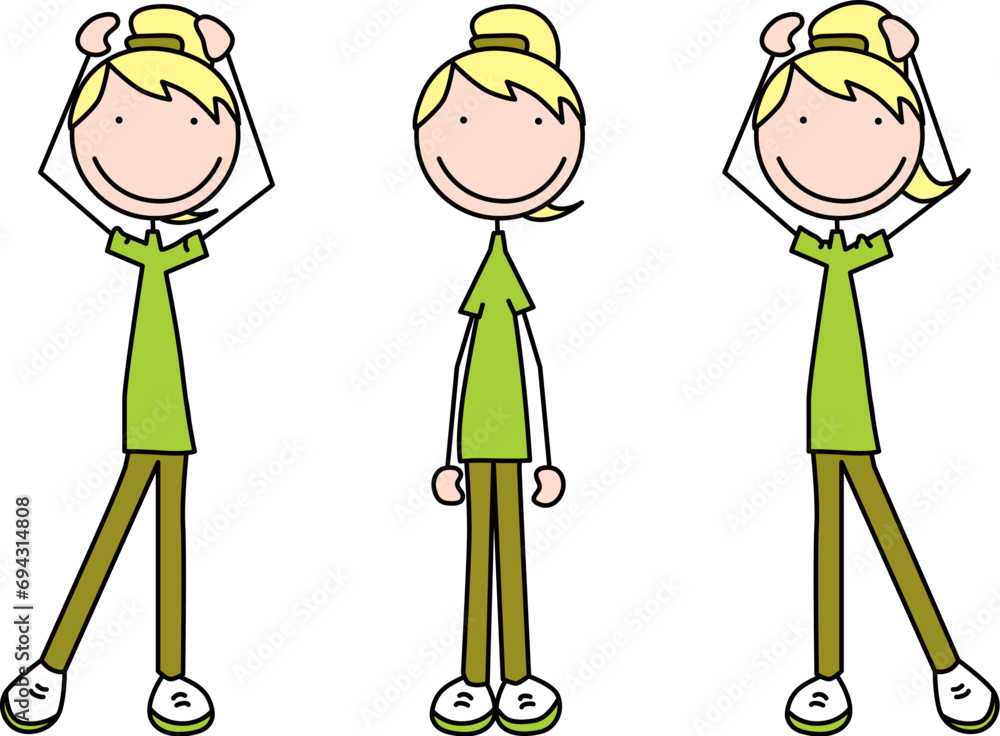 Cartoon vector illustration of a girl exercising - modified jumping ...