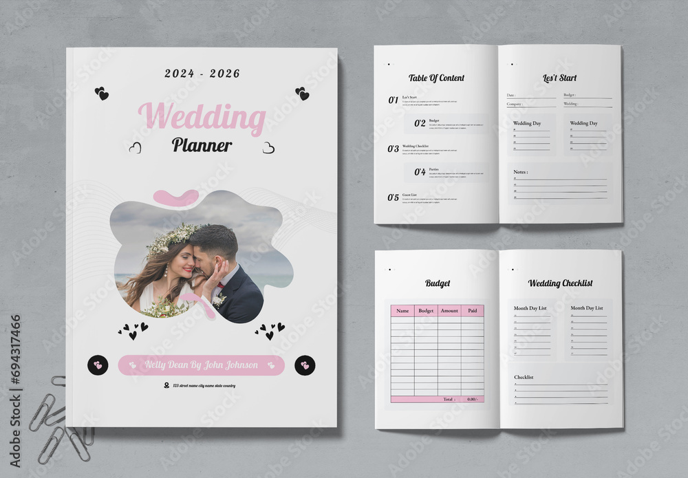 Wedding Planner Layout Design Template Stock Template | Adobe Stock