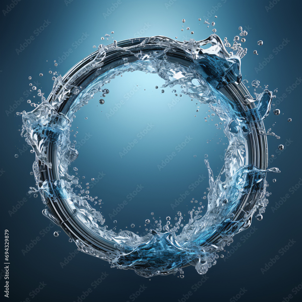 Round Water Frame - Blue, Sparkling, and Refreshing Stock Illustration ...