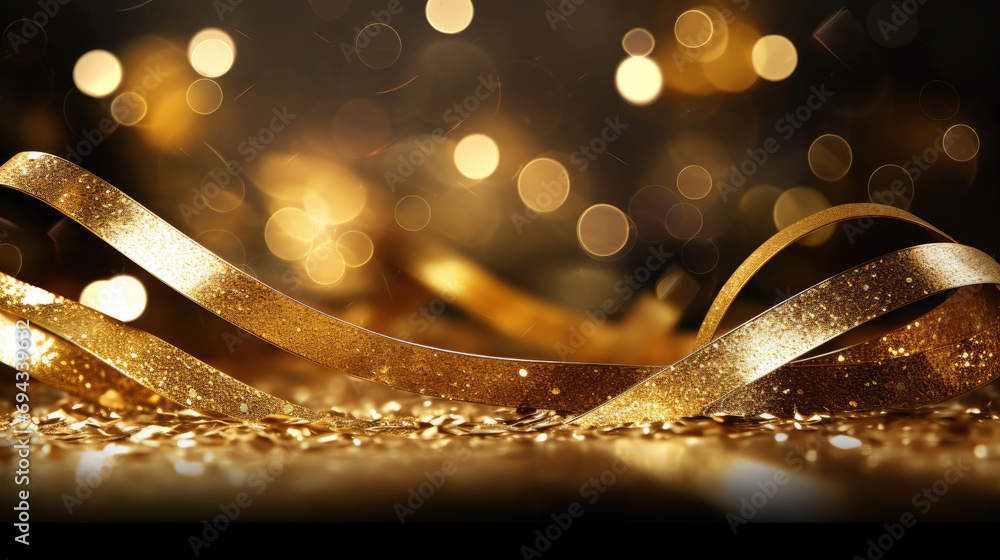 sparkling gold ribbon wallpaper on gold background with gold dust ...