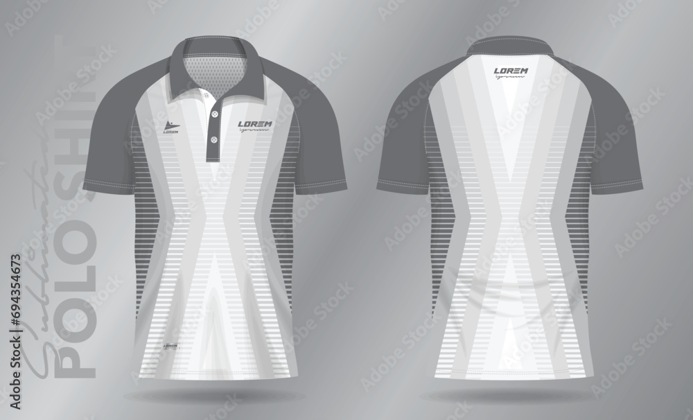 white abstract polo shirt mockup template design for sport uniform in ...