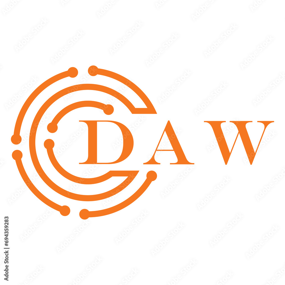 DAW letter design. DAW letter technology logo design on white ...