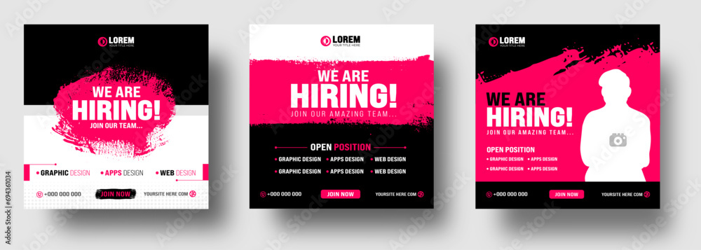 watercolor paint brush strokes texture We are hiring job vacancy social ...