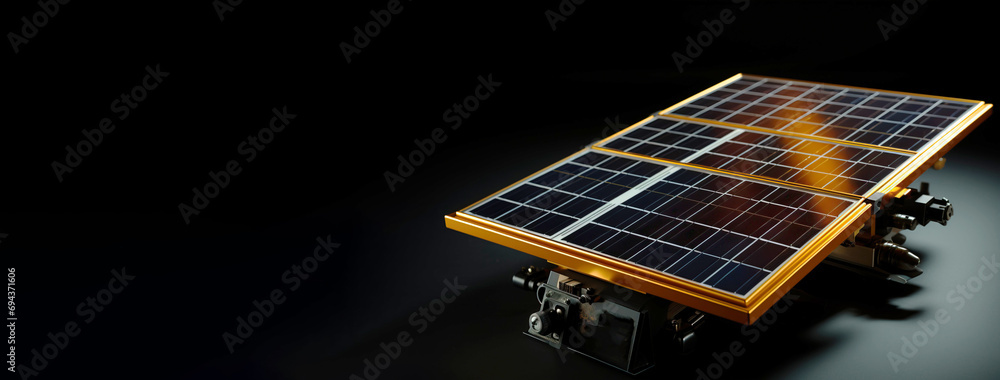 Solar electrical panels, modern technology, black dark background ...