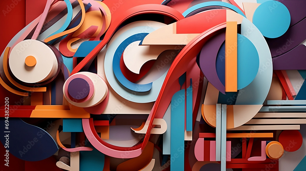 Multicolored shapes on different colored backgrounds, in the style of ...