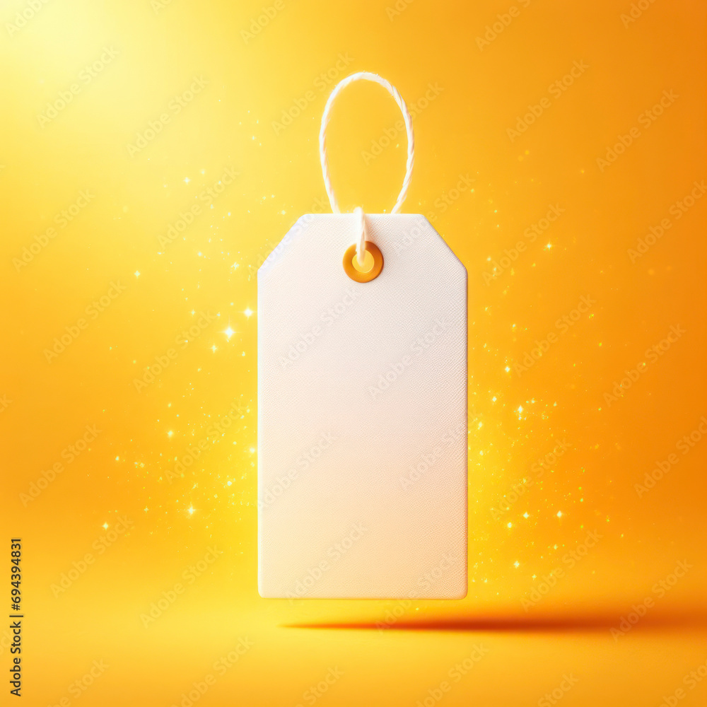 White label tag with radiant backdrop, ideal for a vibrant product ...