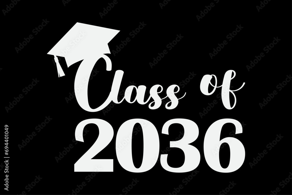 Vetor de Class Of 2036 Grow With Me Handprints Graduation 2024 School T ...