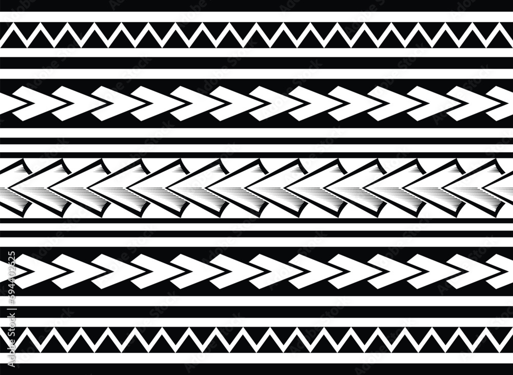 Polynesian hawaii vector sleeve border. Tribal pattern seamless samoan ...