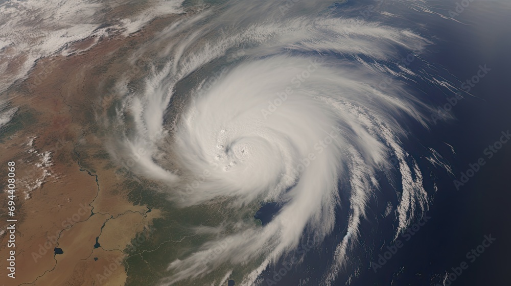 Process of the formation and movement of a huge cyclone above the Earth ...