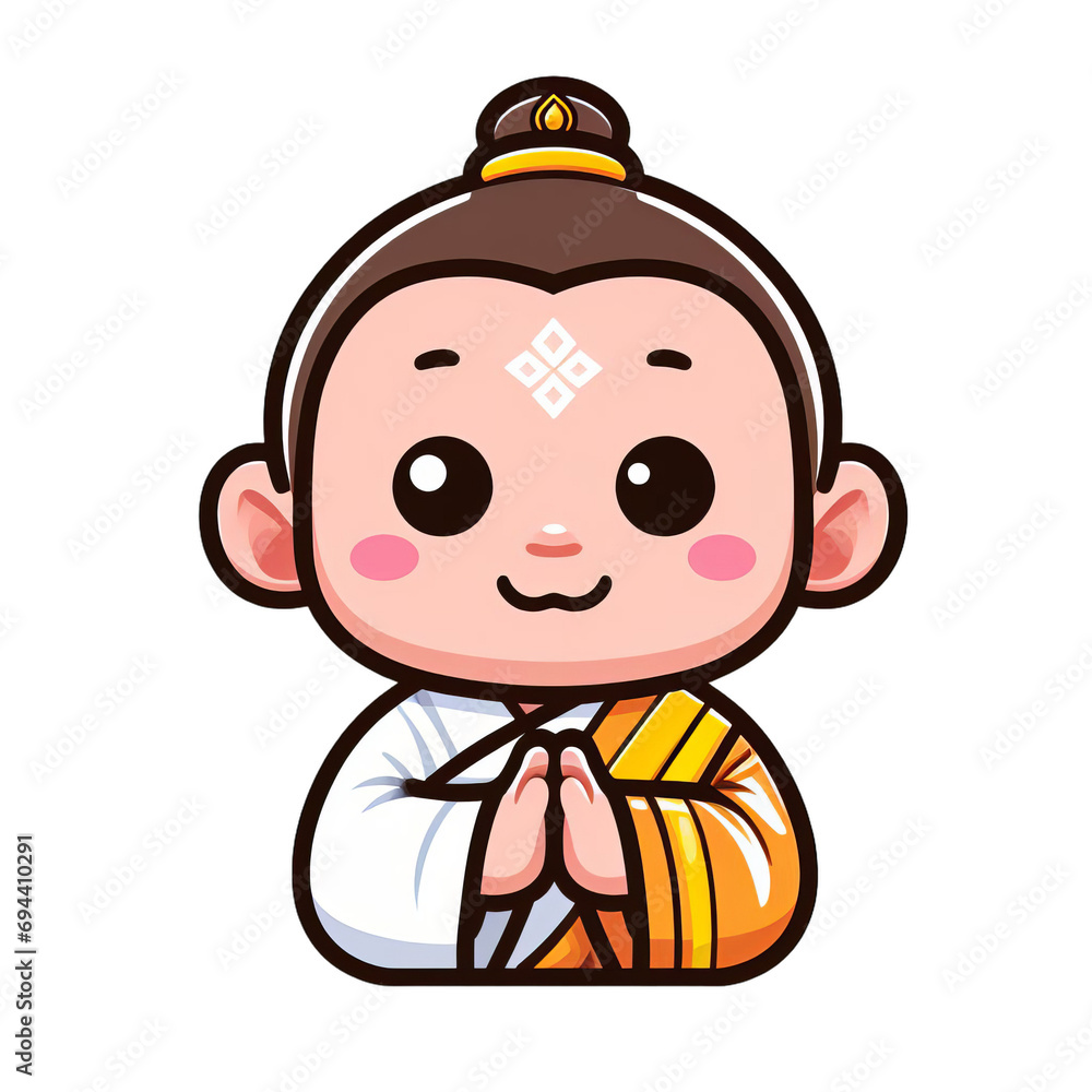 munk sticker-ordination-thailand, clipart-flat-design on transparent or ...
