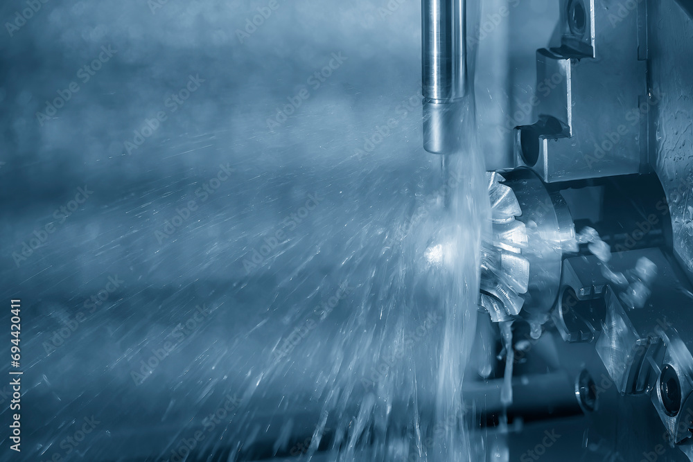 Poster The 5-axis CNC milling machine cutting the turbocharger part ...