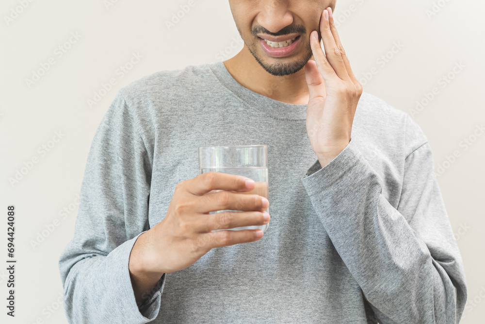 Portrait of male suffering sensitive teeth,tooth pain asian young man ...