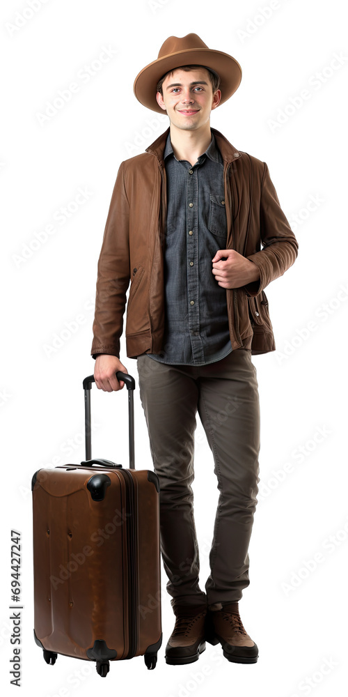 Traveler With Suitcase Anticipating the Journey Travel. Ready Shoes ...